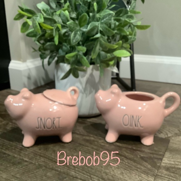 Rae Dunn | Kitchen | Rae Dunn Pink Pig Cream Oink And Sugar Snort Set ...